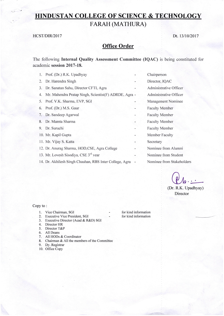 IQAC - Hindustan College of Science & Technology (Hindustan Campus)